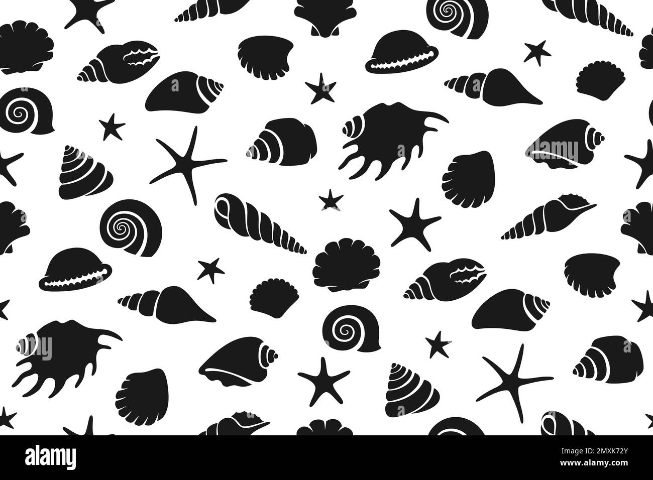 Sea shell sink seamless pattern. Ocean exotic black underwater seashell ...