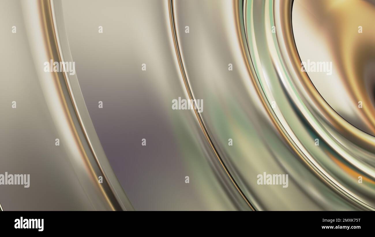 Green and gold beautiful Bezier curved thin metal plate Abstract ...