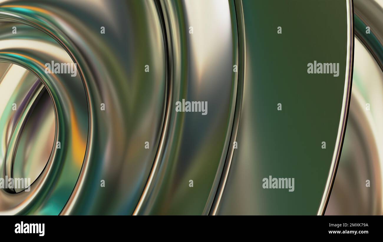 Green and gold metal plate twists and turns Abstract, dramatic, modern, luxurious and exclusive ...