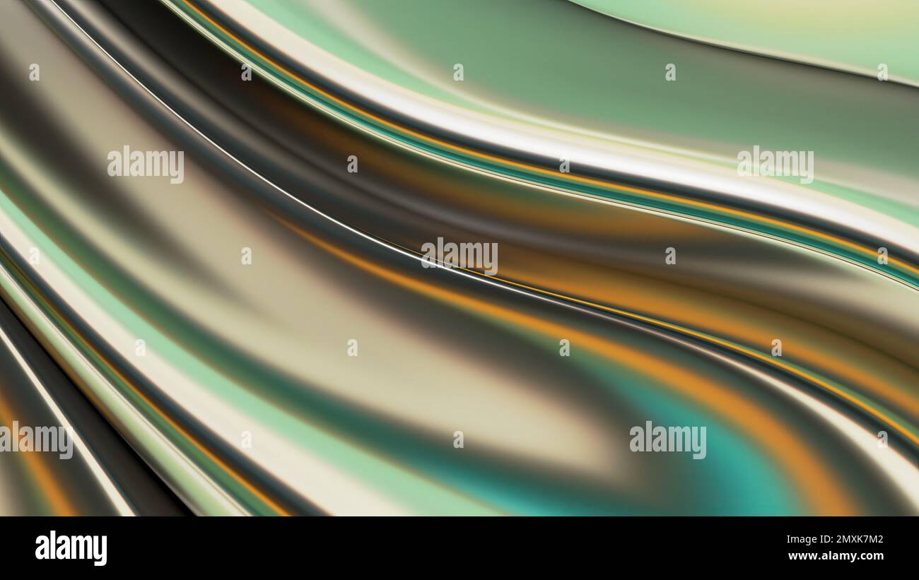 Green and gold metal surface Abstract, dramatic, modern, luxurious and exclusive 3D rendering ...