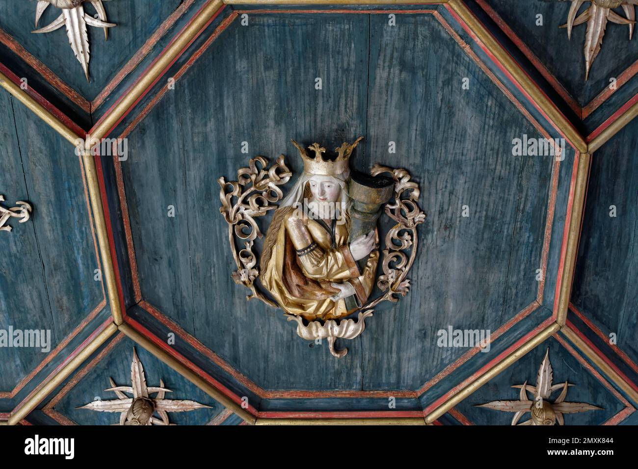 High Castle, Knights' Hall, ceiling, detail, Bad Faulenbach, Füssen ...