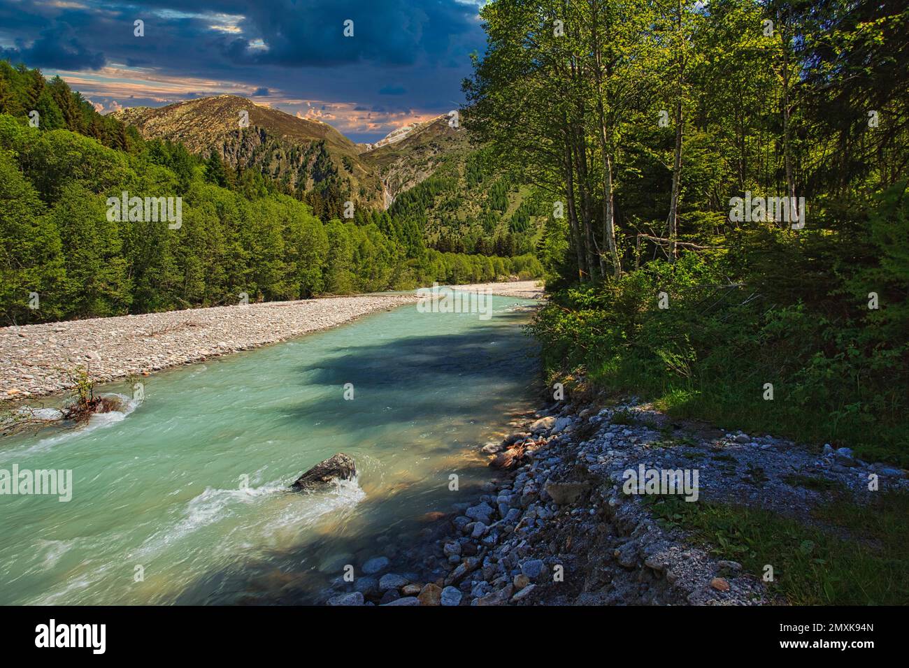 Rhone near Oberwald, river landscape, glacial water, Oberwald, Valais ...