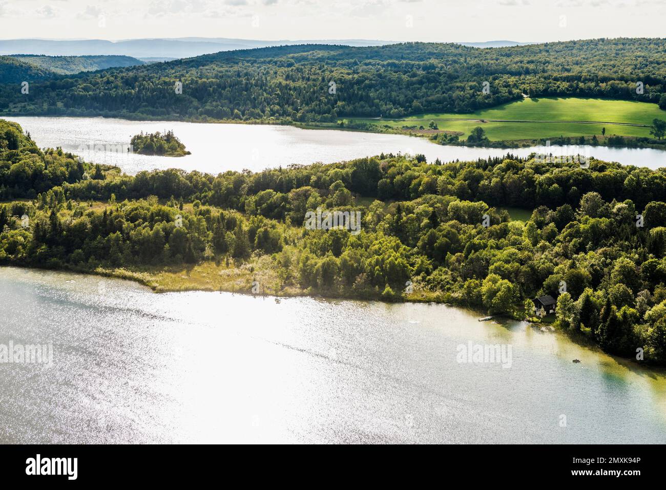 lake scenery, Lac d Ilay, Champagnole, Jura Department, Bourgogne ...