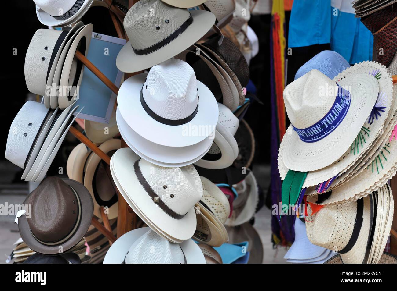 Hats, Souvenirs, Mayan sites of Tulum, 1200-1524, Tulum, Quintana Roo ...