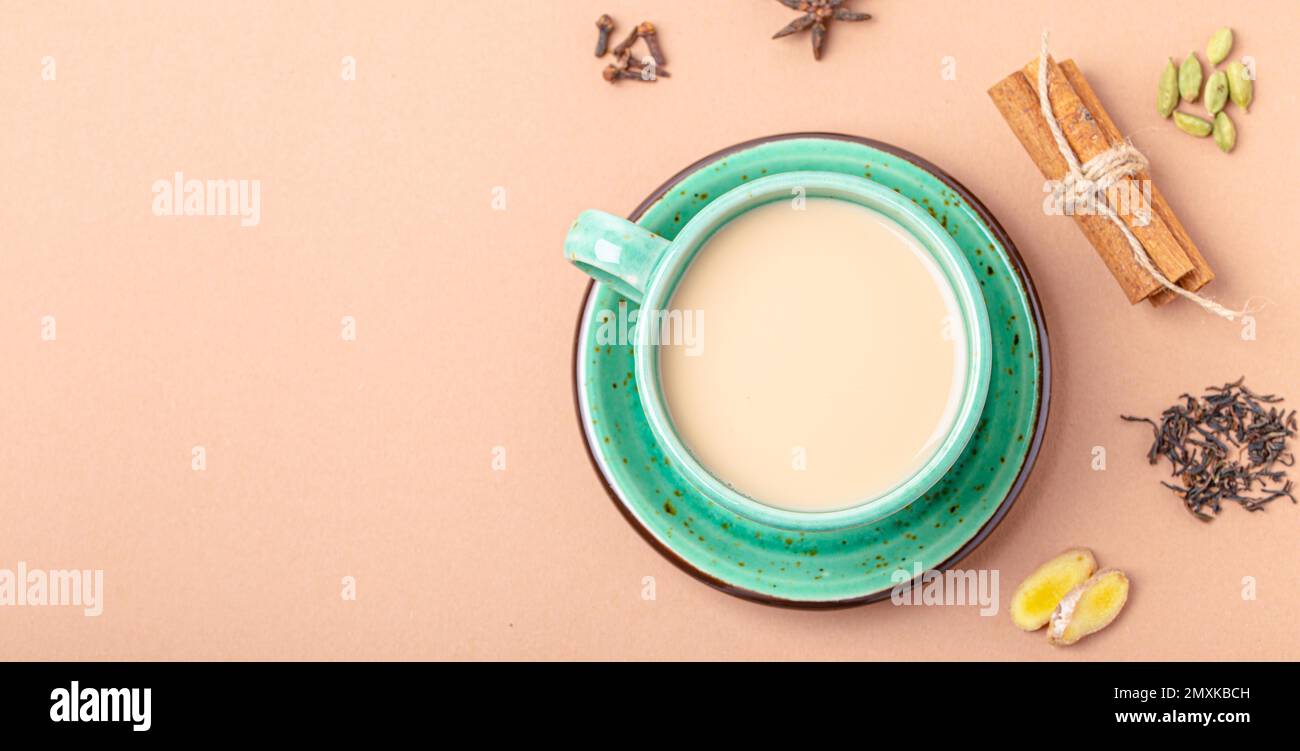 Healthy Indian beverage masala chai - tea hot drink with milk and ...