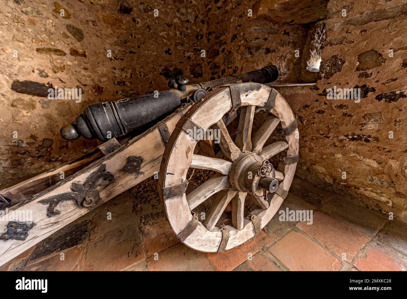 Medieval cannon of the former castle, later renaissance castle ...