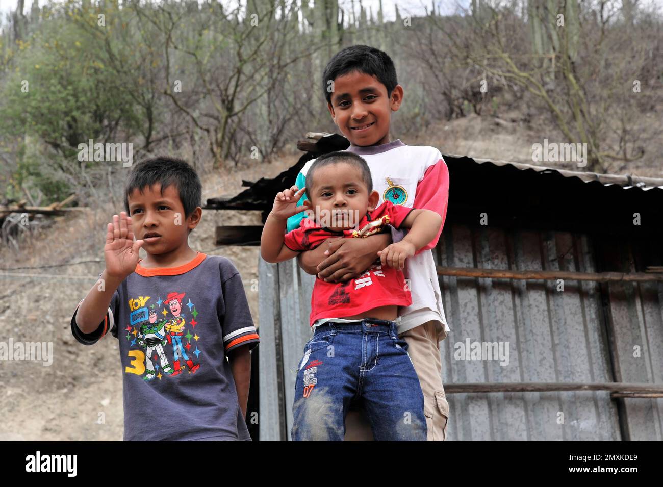 Children by the roadside, Oaxaca, Mexico, Central America Stock Photo ...