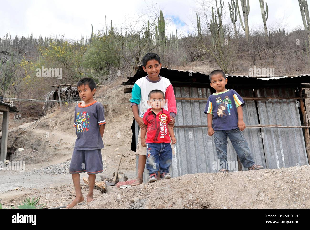 Children by the roadside, Oaxaca, Mexico, Central America Stock Photo ...