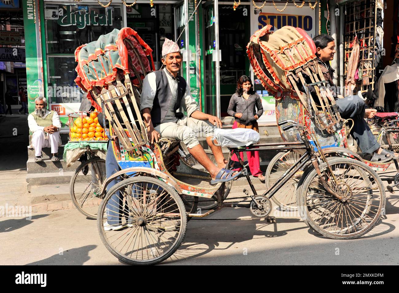 Rickshaw driver waiting for passengers, Kathmandu, Kathmandu Valley ...