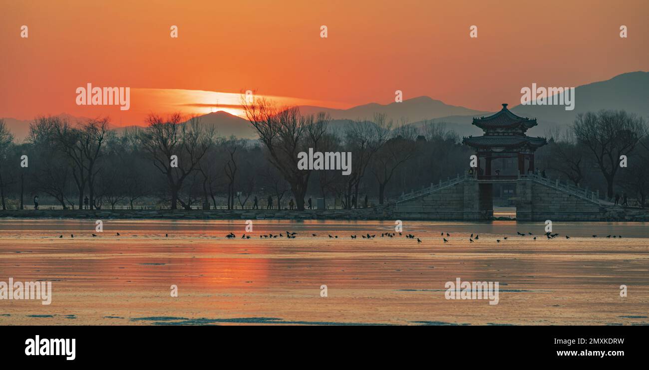 The Summer Palace in Beijing sunset Stock Photo - Alamy
