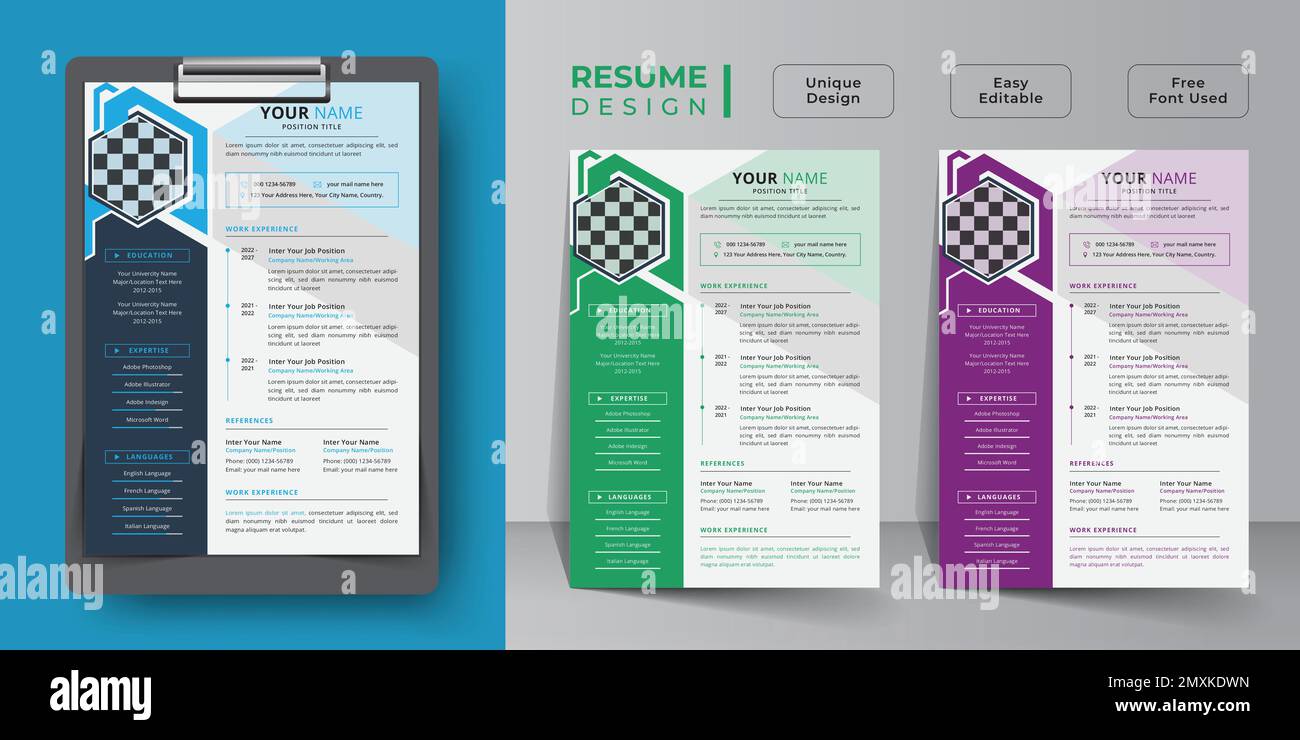 Cv template vector hi-res stock photography and images - Alamy