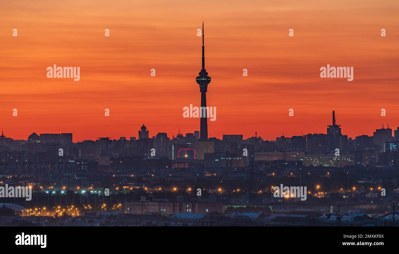Beijing central radio and television tower at night Stock Photo - Alamy