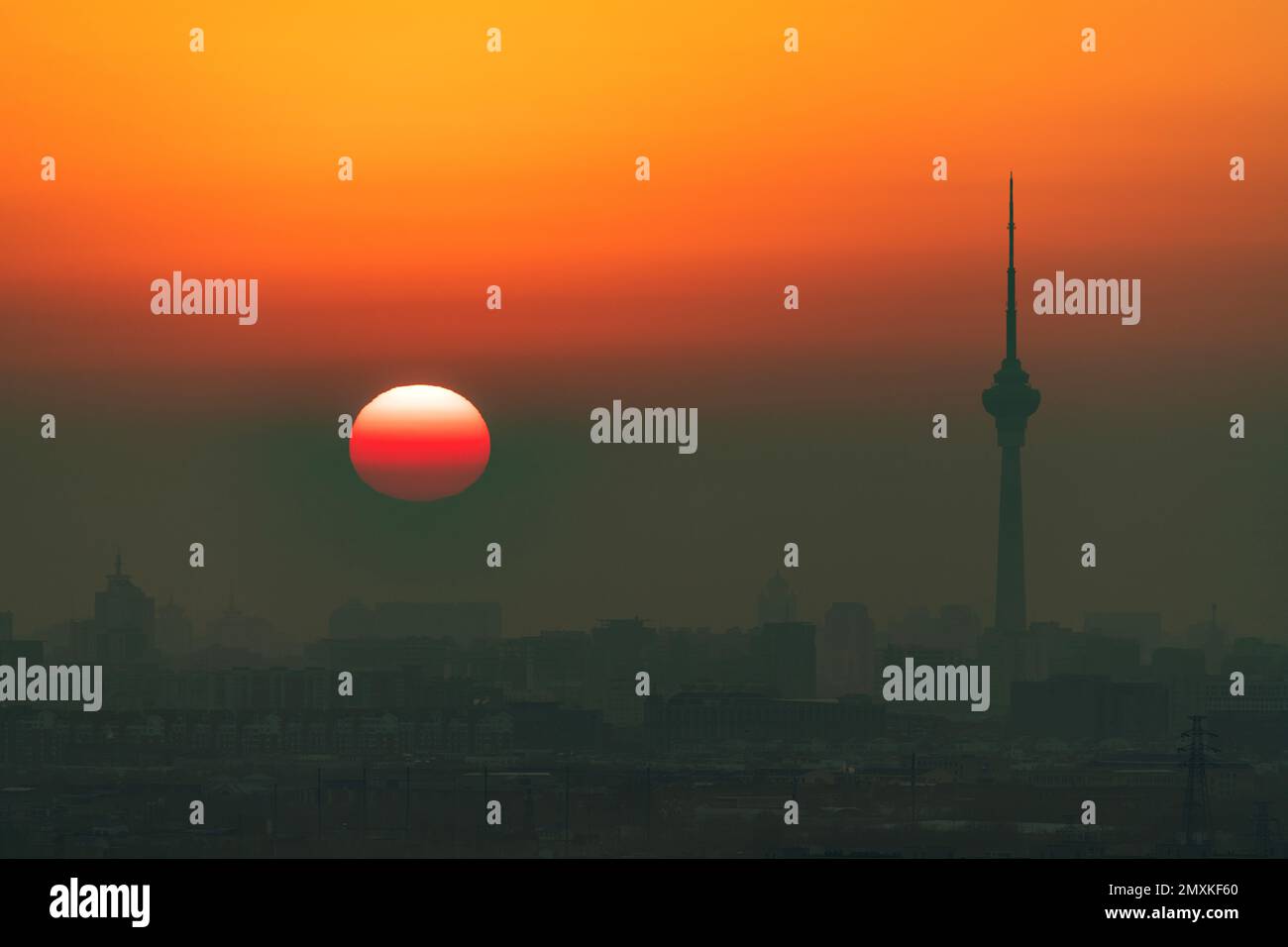 Beijing central radio and television tower at night Stock Photo - Alamy