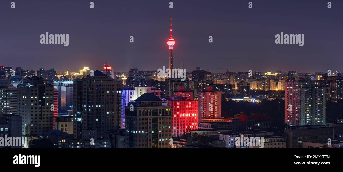 Beijing central radio and television tower at night Stock Photo - Alamy