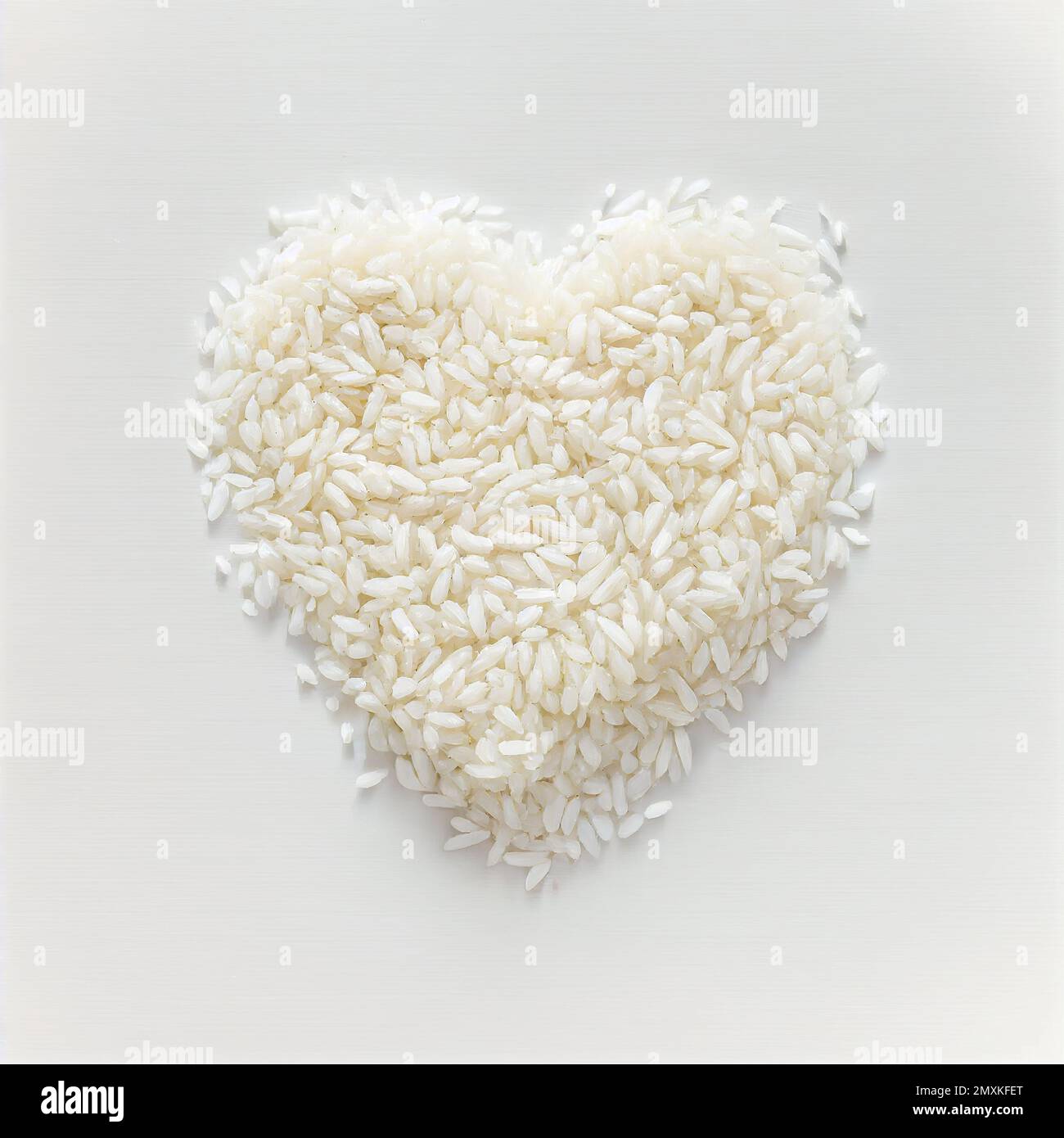 Heap of rice be arrange in heart shape on white background. Healthy ...