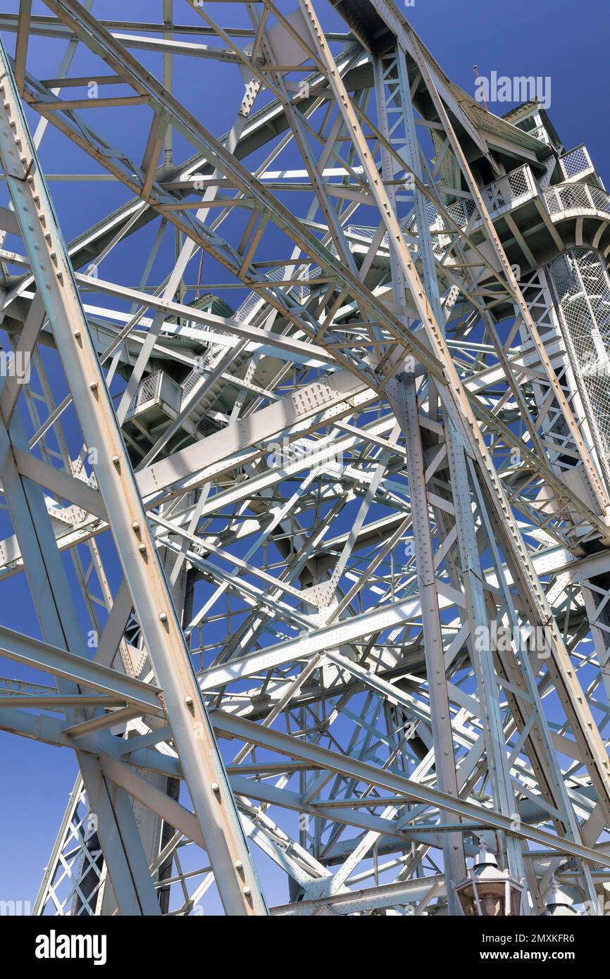 Steel structure of the Blue Wonder, Dresden, Saxony, Germany, Europe ...