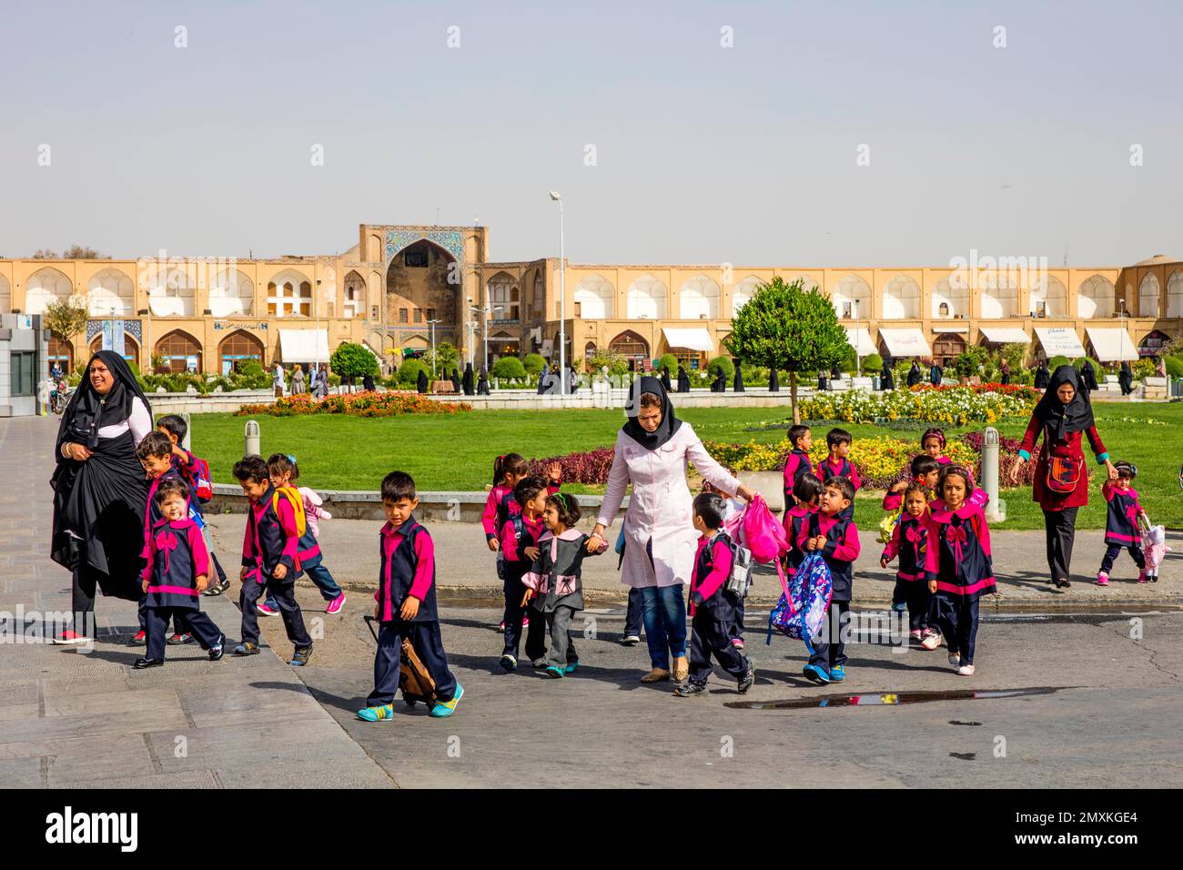 Children's group, Imam Square, Meydan-e Emam, centre of the city of ...