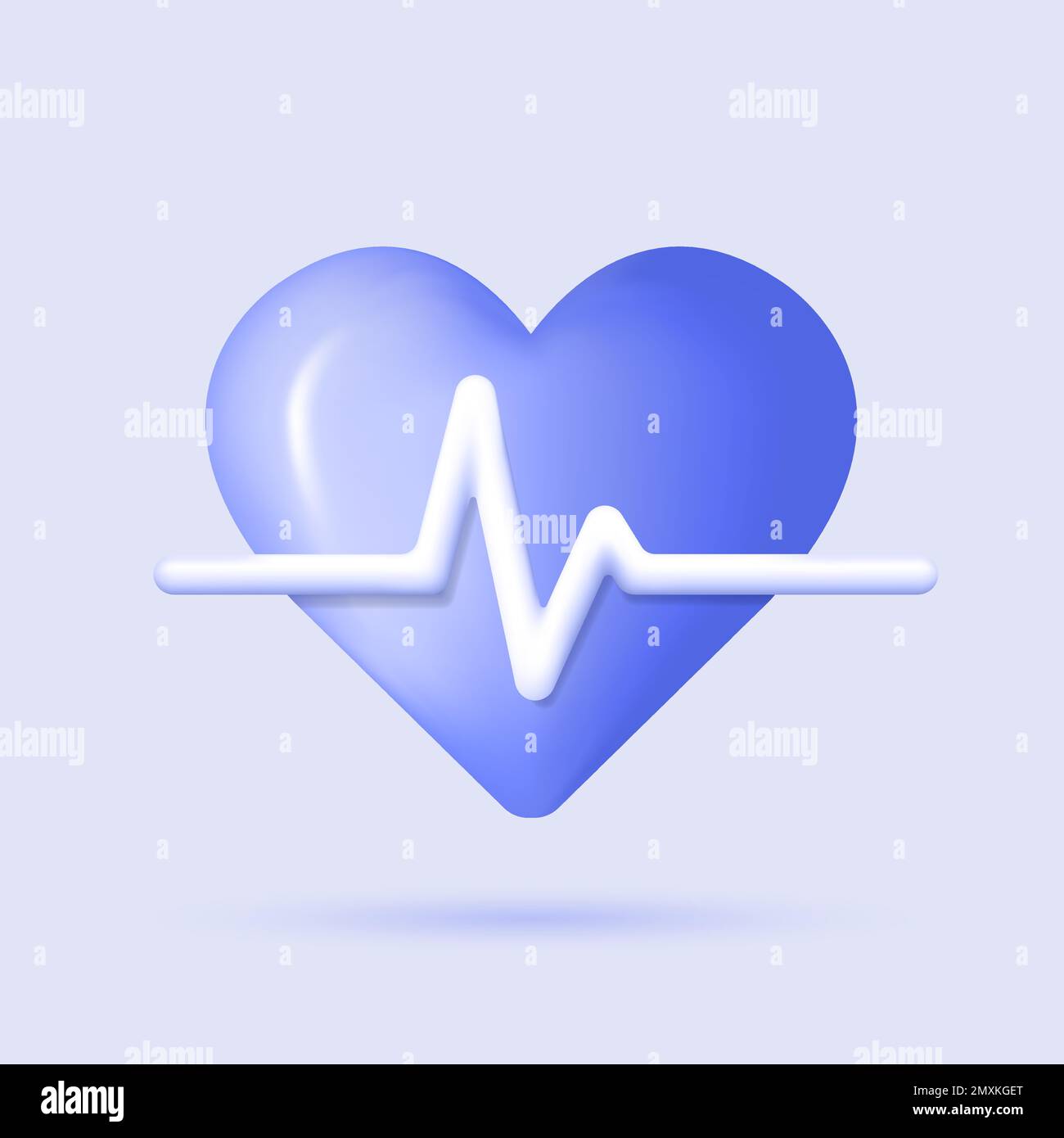3d heart with pulse beat icon. Cardiogram concept. Realistic medical ...