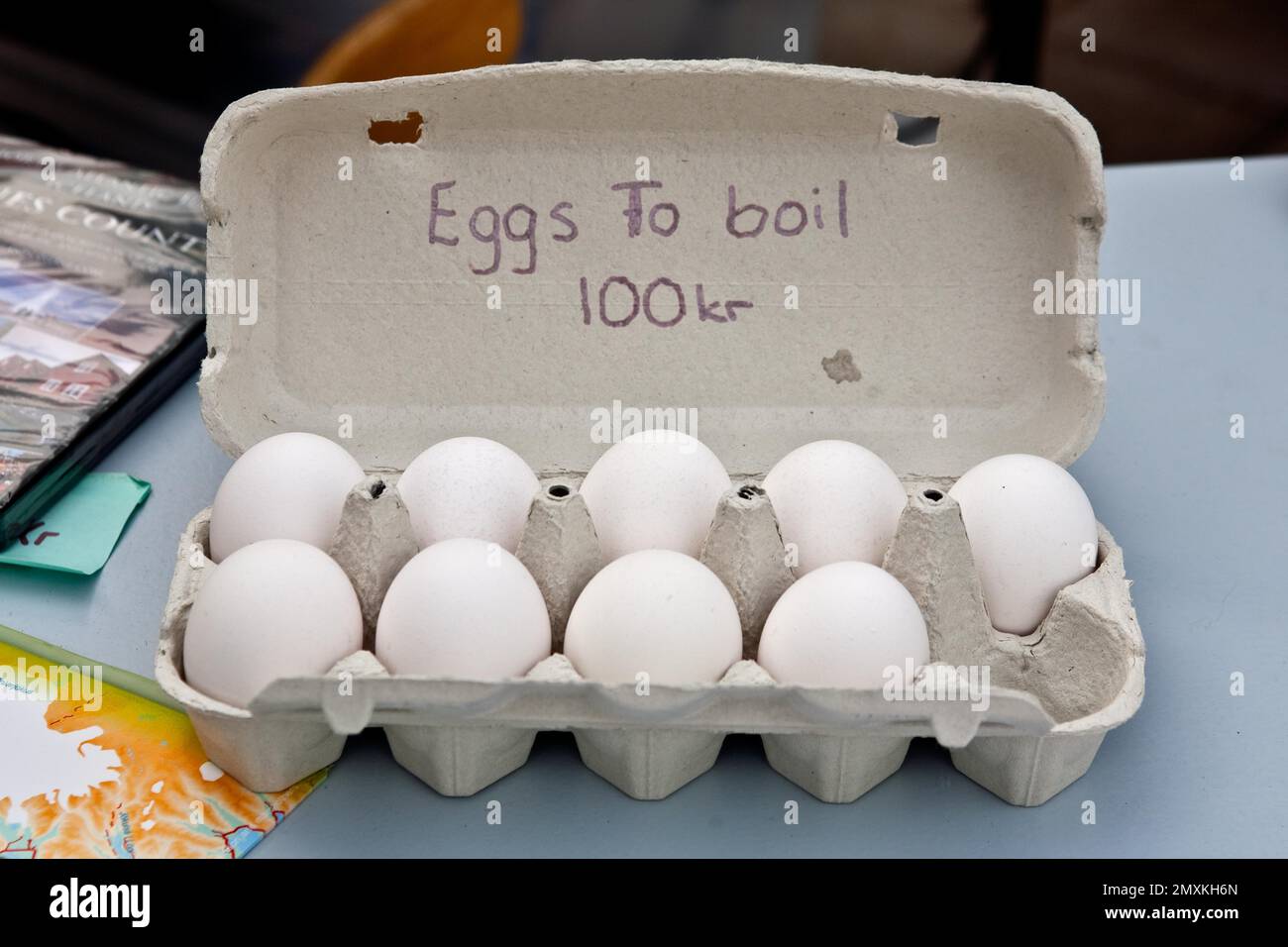 Eggs for cooking in hot springs in Hveragerði, Iceland, Europe Stock ...