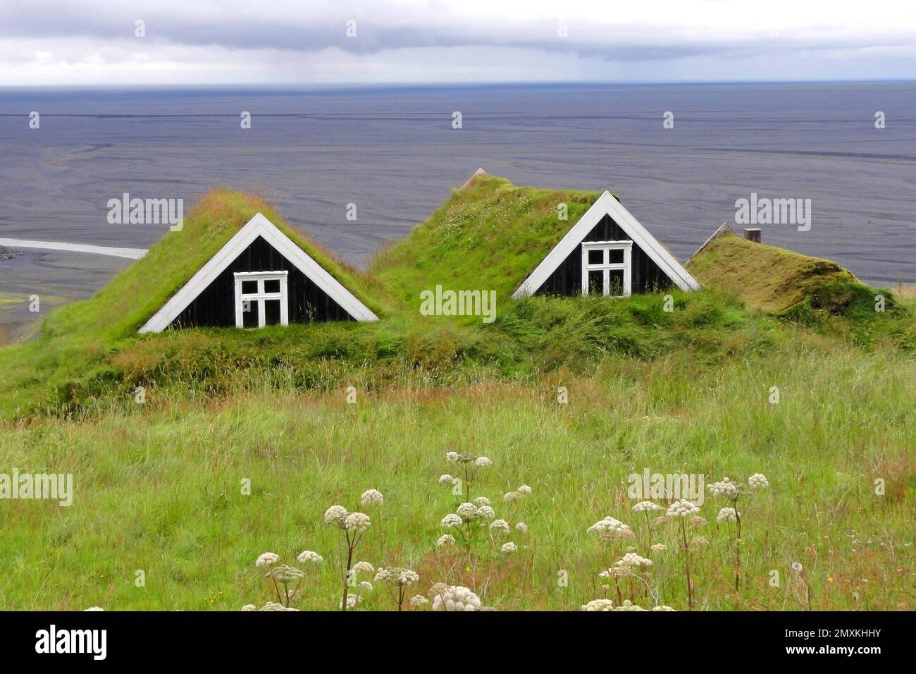 Grass sod houses in Skaftafell National Park, Iceland, Europe Stock ...