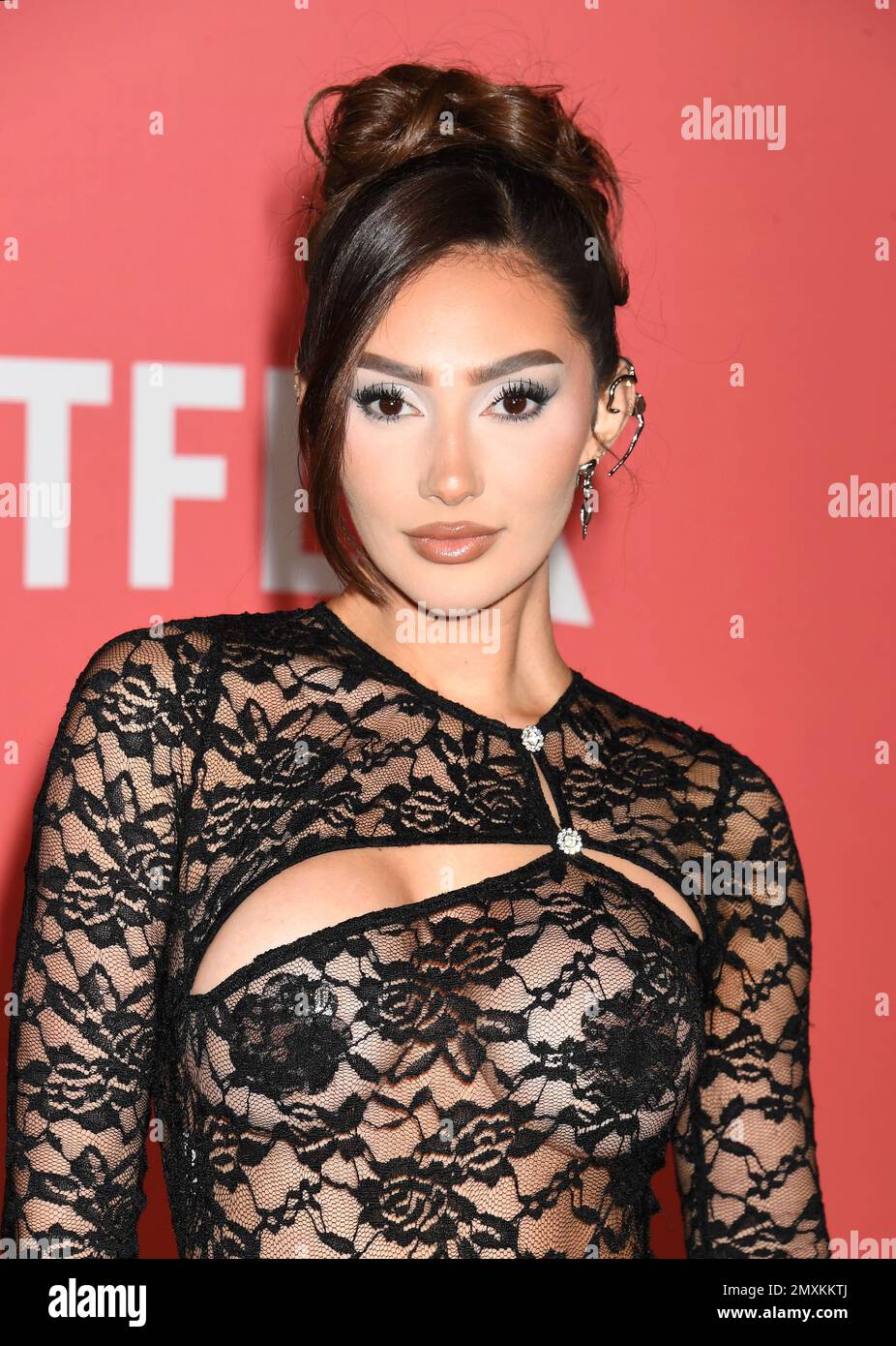 LOS ANGELES, CALIFORNIA - FEBRUARY 02: Francesca Farago attends the world premiere of Netflix's ...