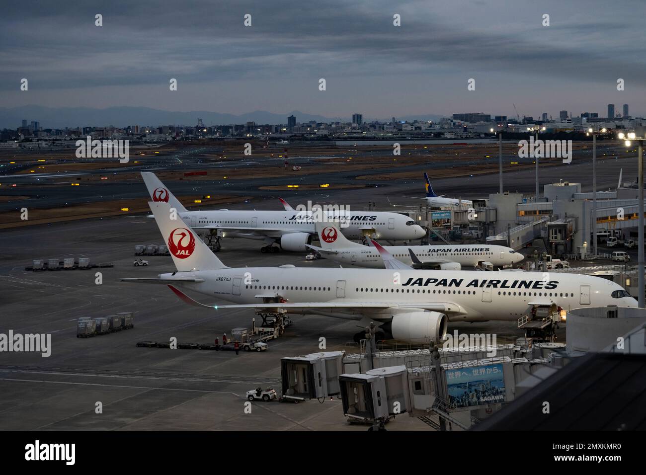 Tokyo, Japan. 2nd Feb, 2023. apan Airlines Boeing jets at the Haneda ...