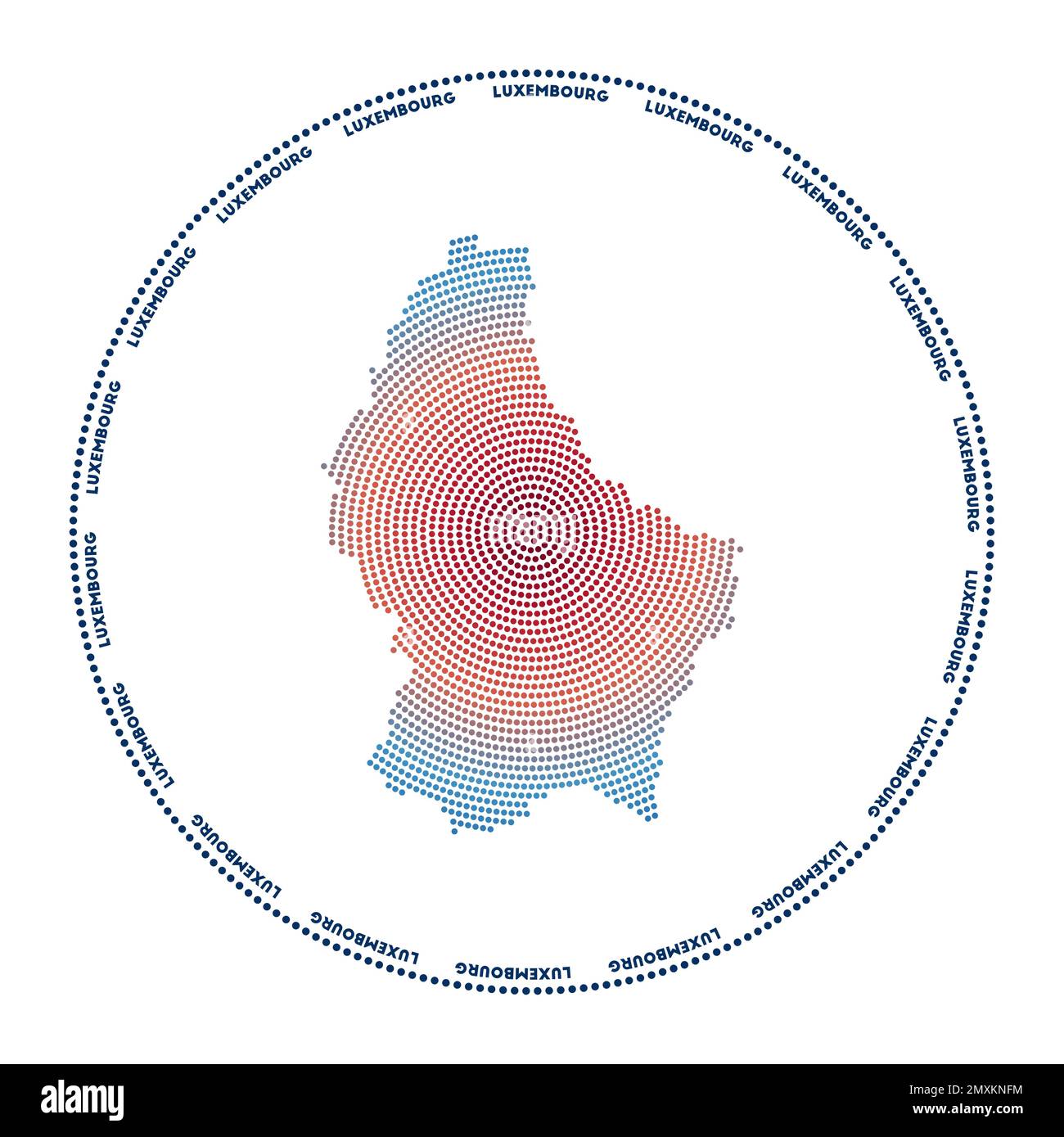Luxembourg round logo. Digital style shape of Luxembourg in dotted ...