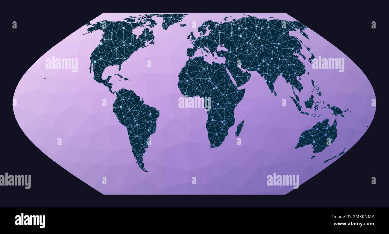 Network map of the world. Eckert VI projection. World network map ...