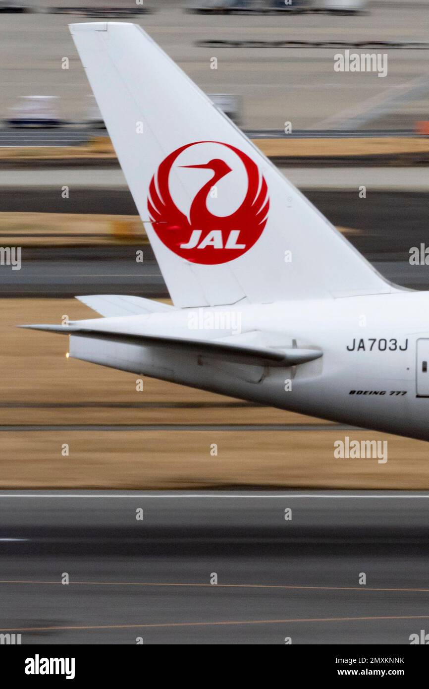 Tokyo, Japan. 2nd Feb, 2023. A Japan Airlines Boeing 777, tail number ...