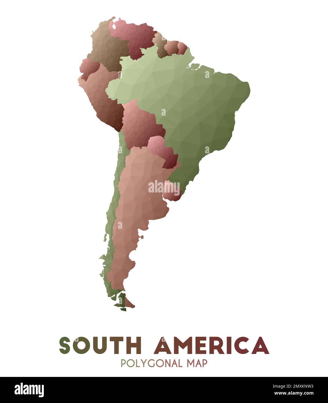 South America Map. Admirable low poly style continent map. Brilliant ...