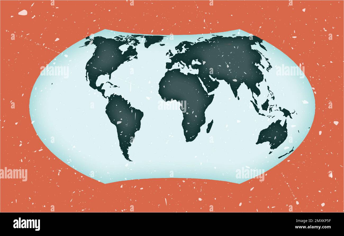 World Map Poster. Wagner VII projection. Vintage World shape with ...