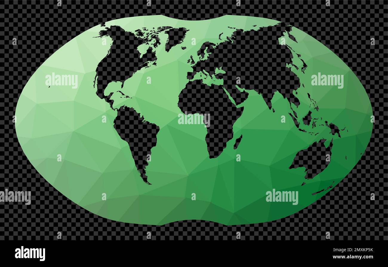 Polygonal map of the world on transparent background. Ginzburg 4 ...