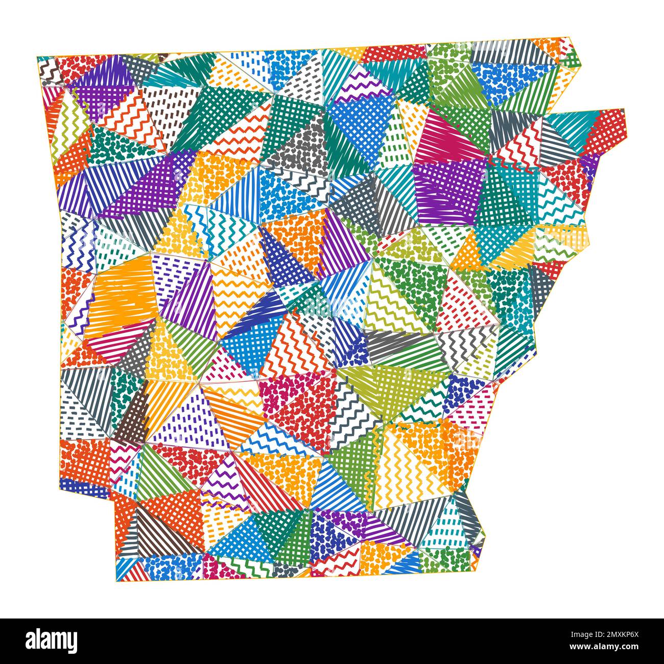 Kid style map of Arkansas. Hand drawn polygons in the shape of Arkansas ...