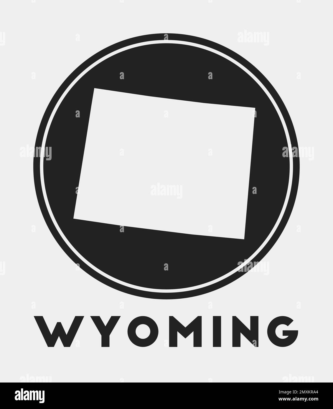Wyoming icon. Round logo with US state map and title. Stylish Wyoming ...