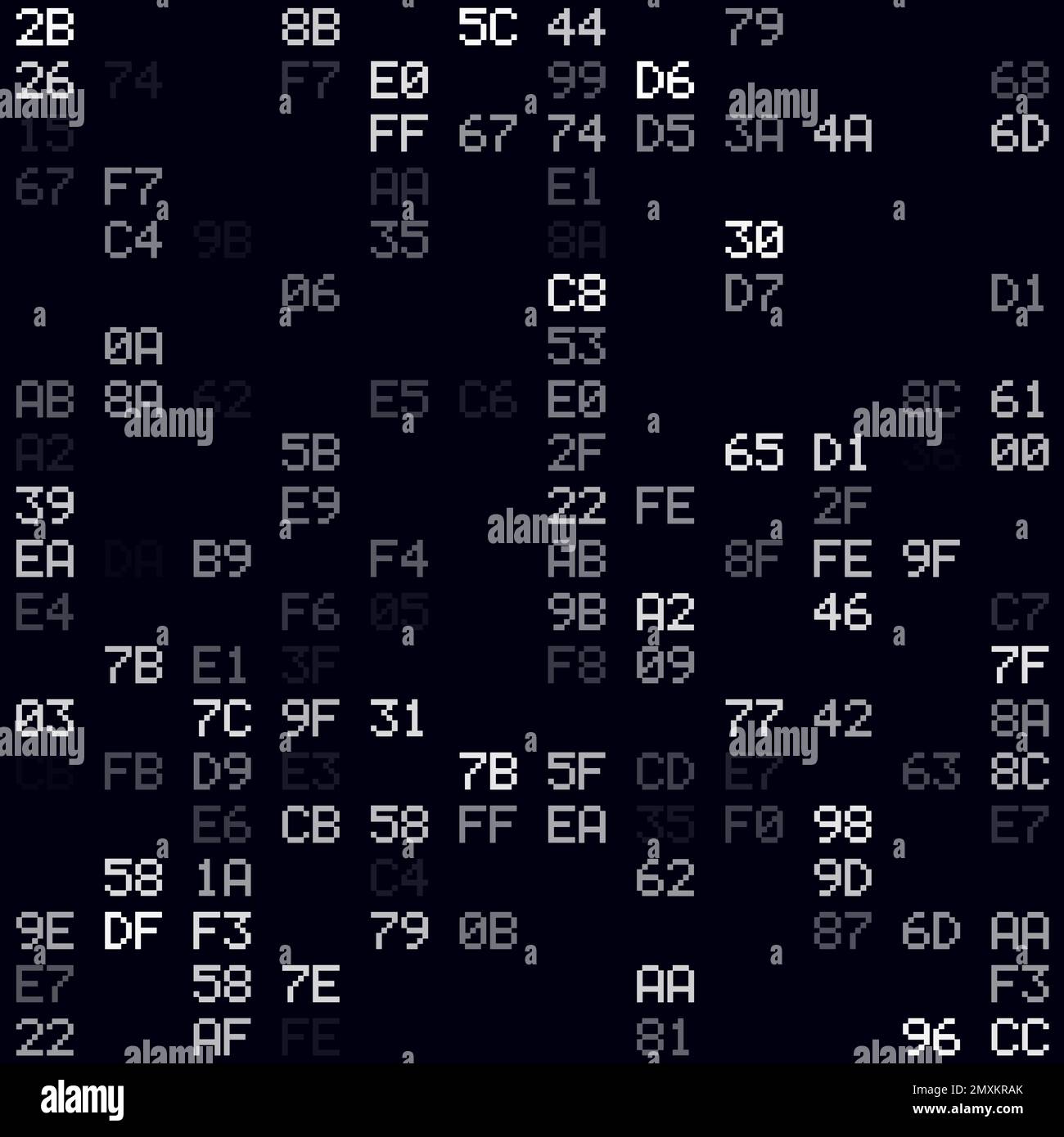 Matrix background. White sparse hexadecimal pairs background. Small sized seamless pattern ...