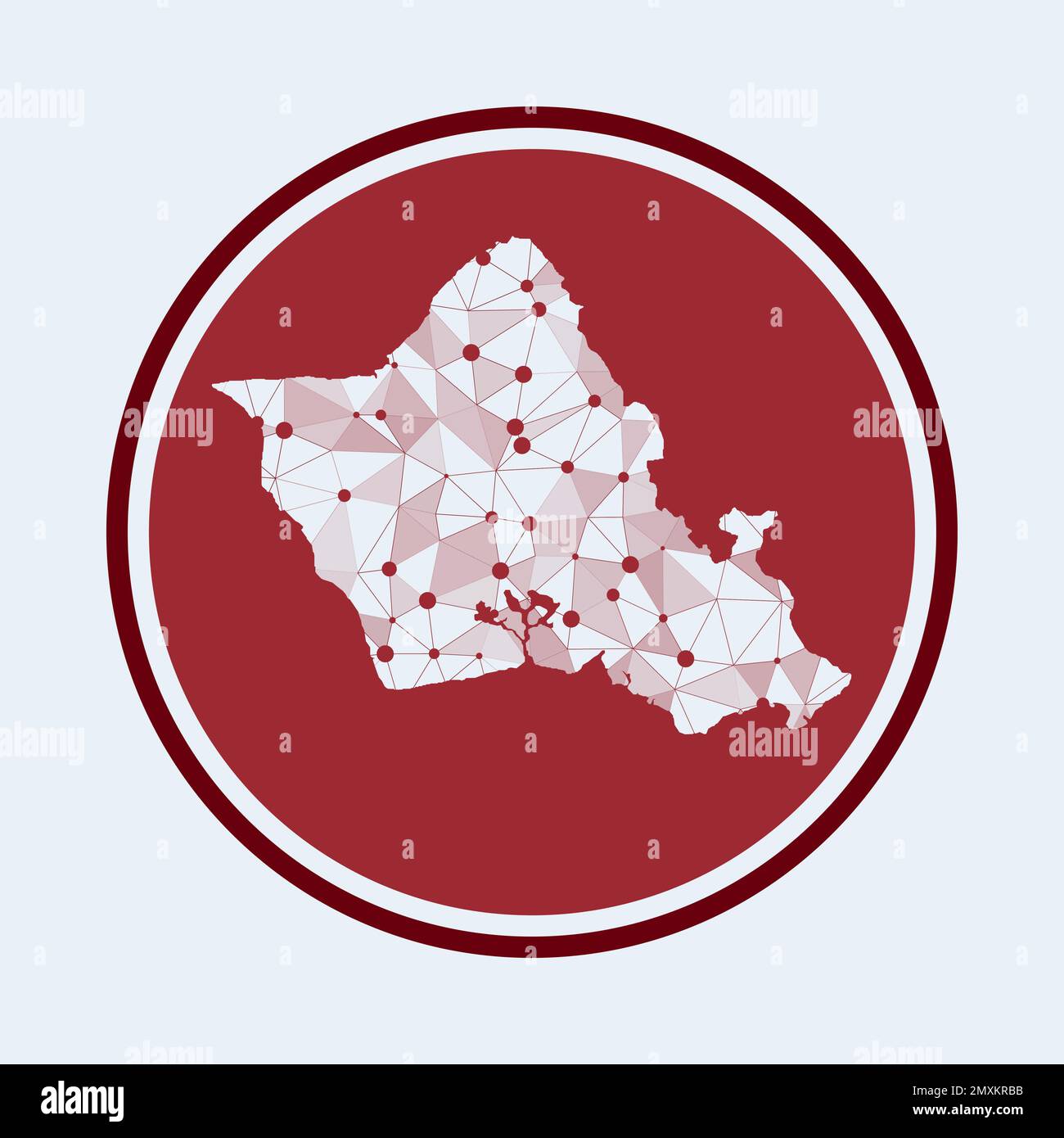 Oahu icon. Trendy tech logo of the island. Geometric mesh round design ...