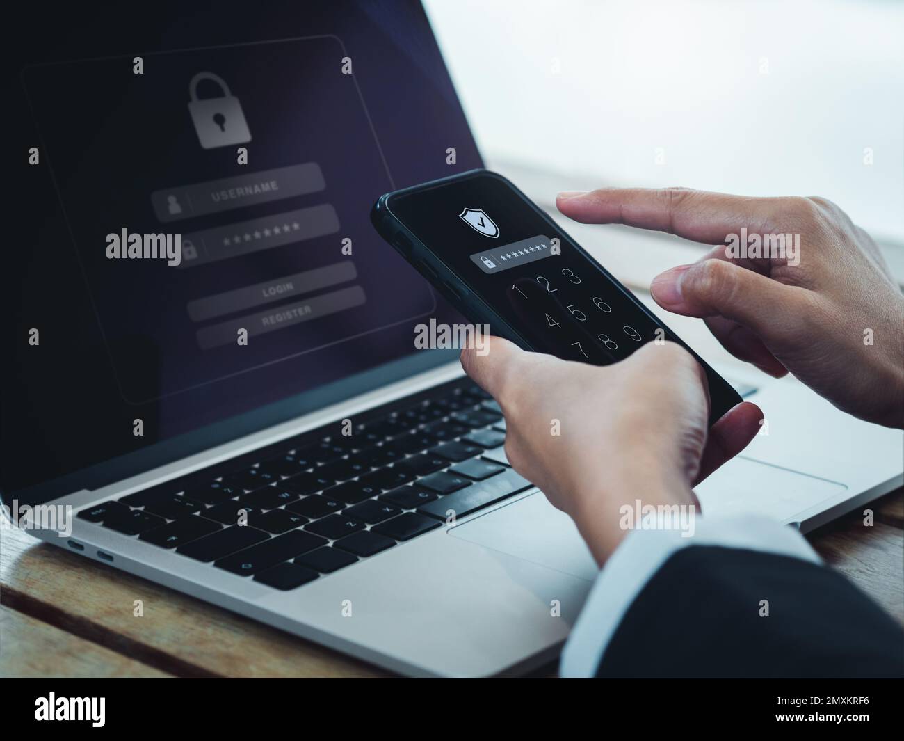 Two Steps Authentication 2fa Concept Shield Icon And Password Code Showing On Smart Phone