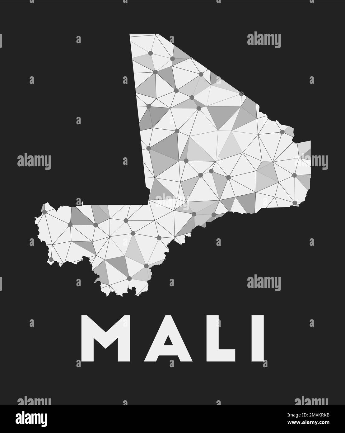 Mali - communication network map of country. Mali trendy geometric ...