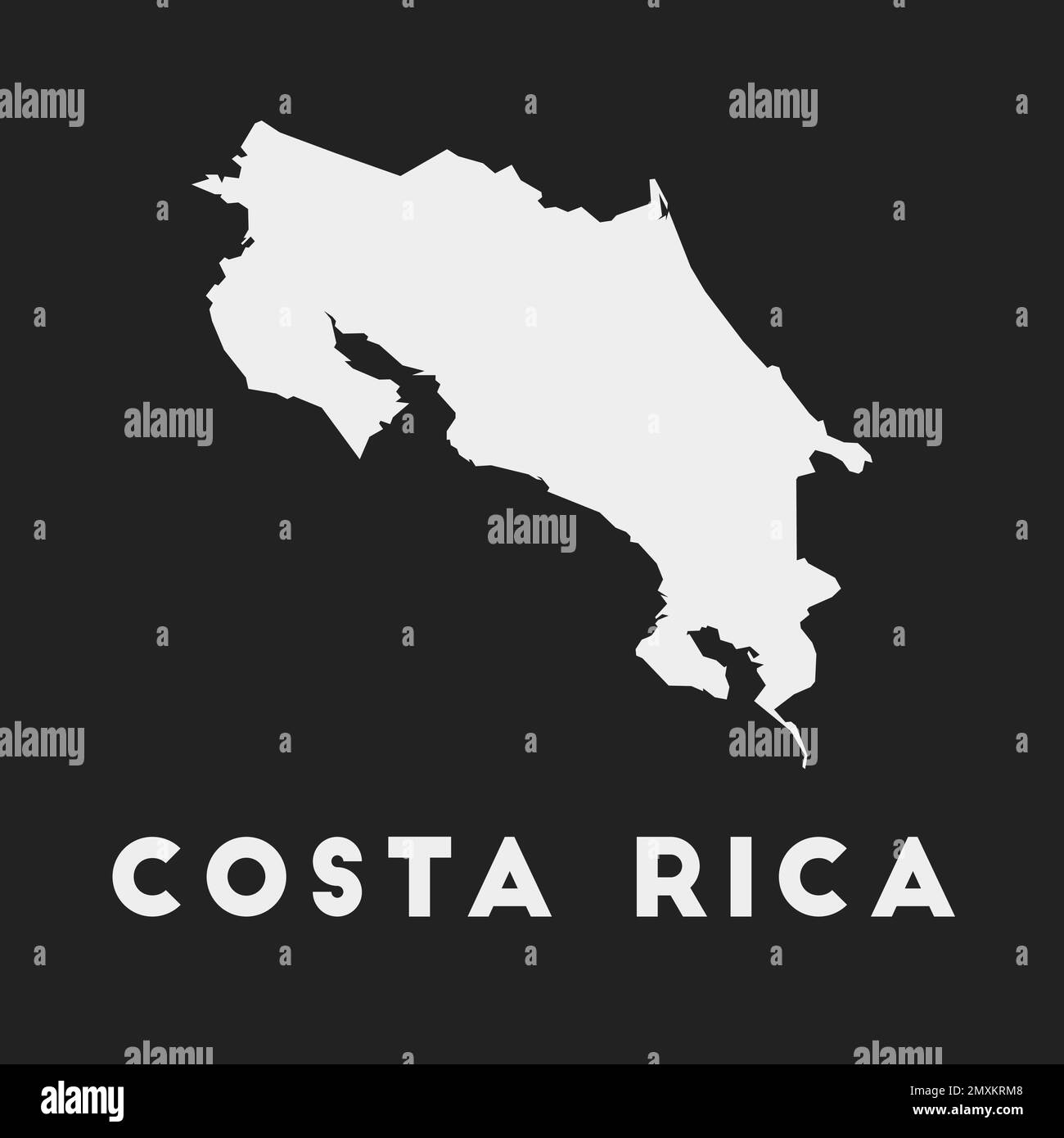 Costa Rica icon. Country map on dark background. Stylish Costa Rica map ...