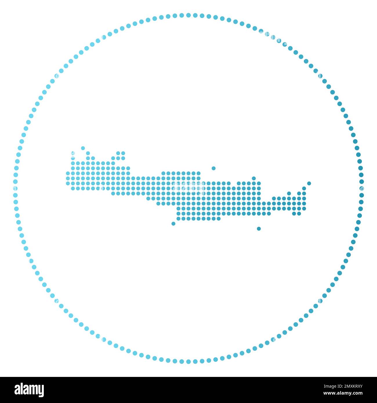 Crete digital badge. Dotted style map of Crete in circle. Tech icon of ...
