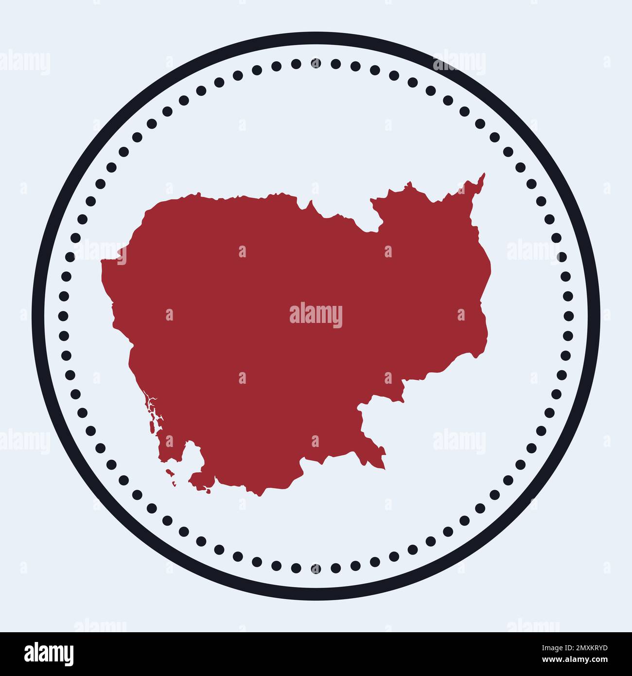Cambodia round stamp. Round logo with country map and title. Stylish minimal Cambodia badge with ...