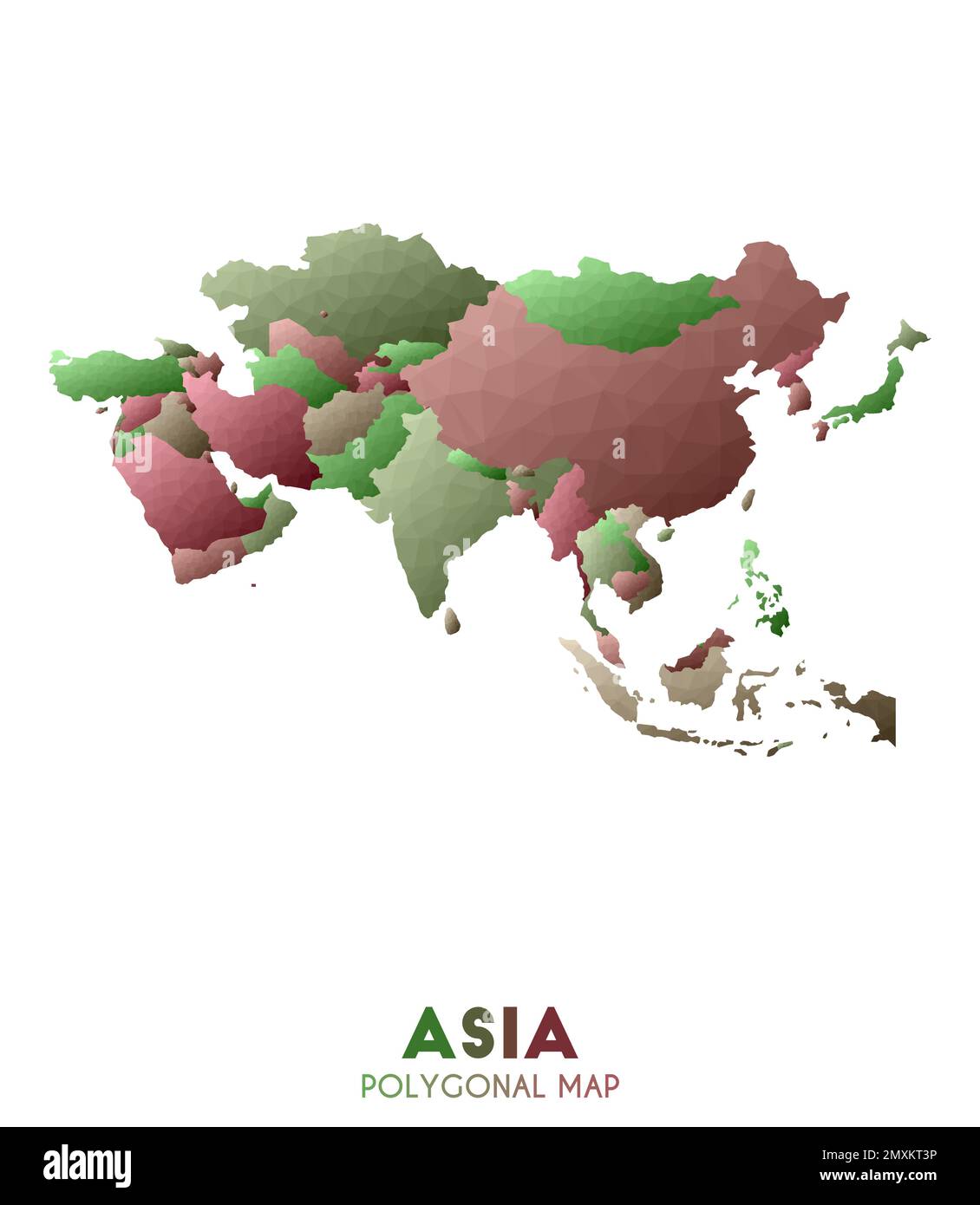 Asia Map. Actual low poly style continent map. Curious vector ...