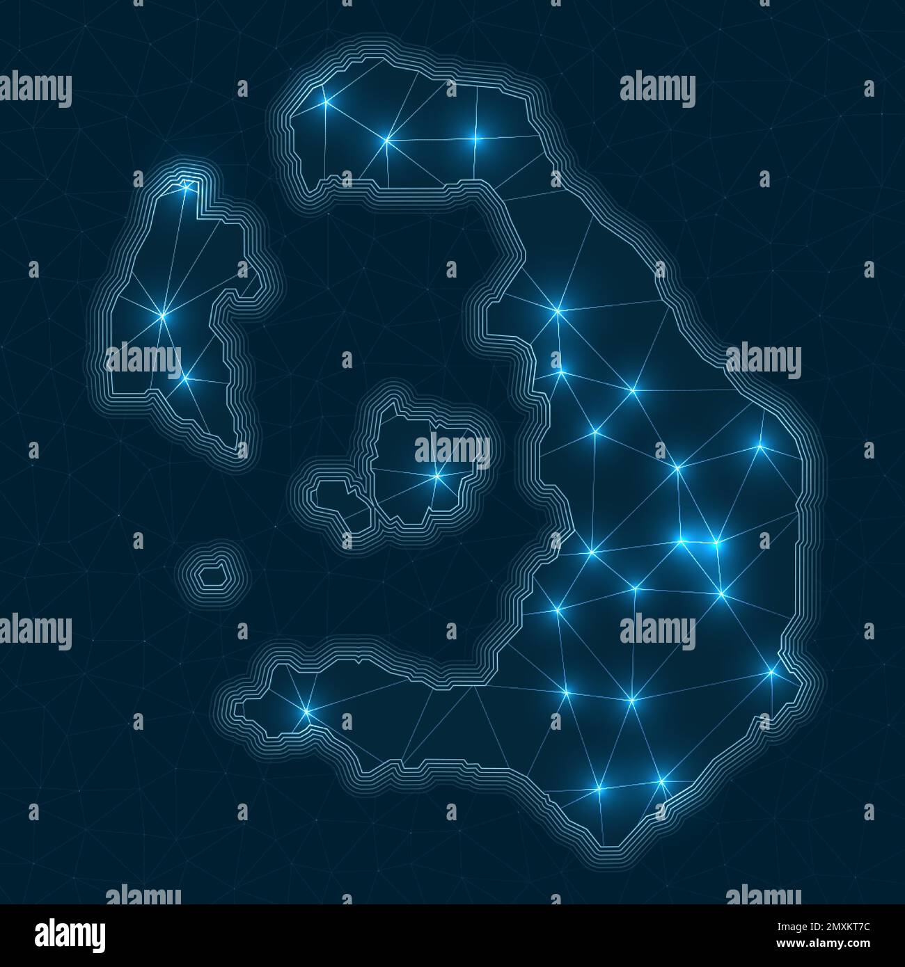 Santorini network map. Abstract geometric map of the island. Digital ...