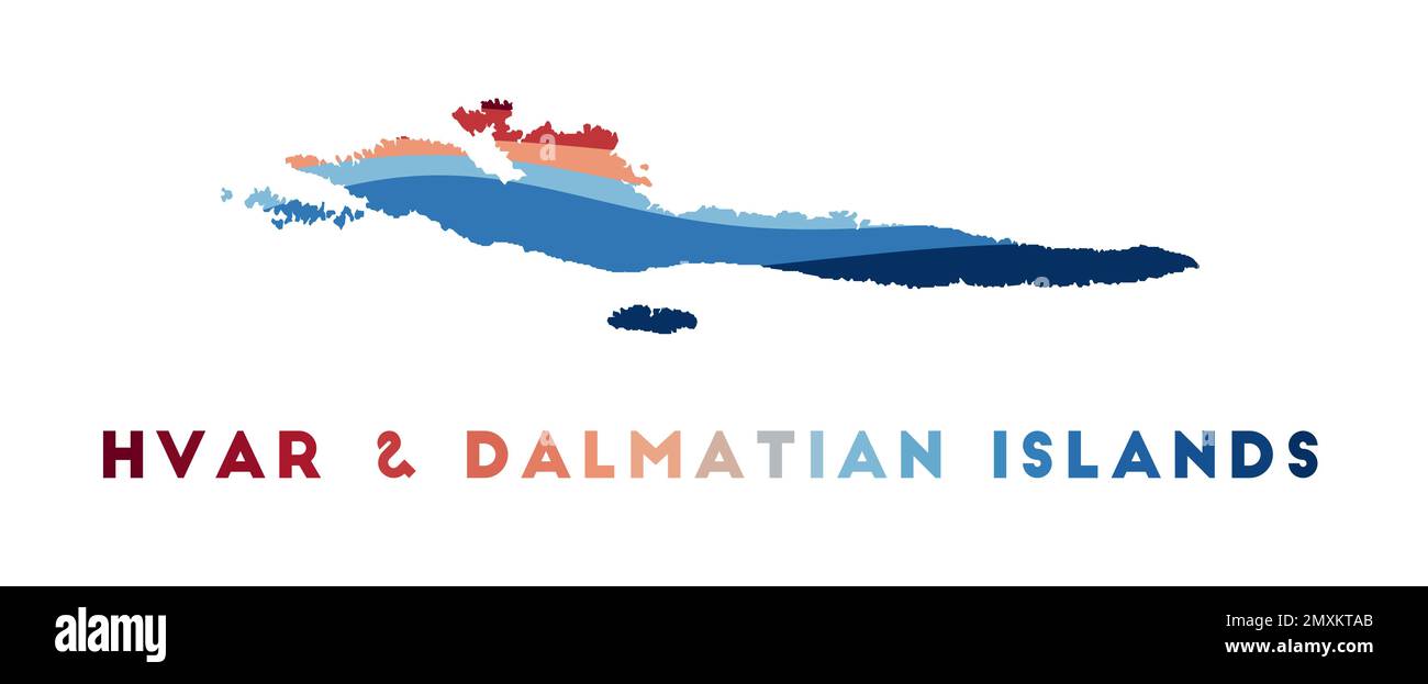 Hvar & Dalmatian Islands map. Map of the island with beautiful ...