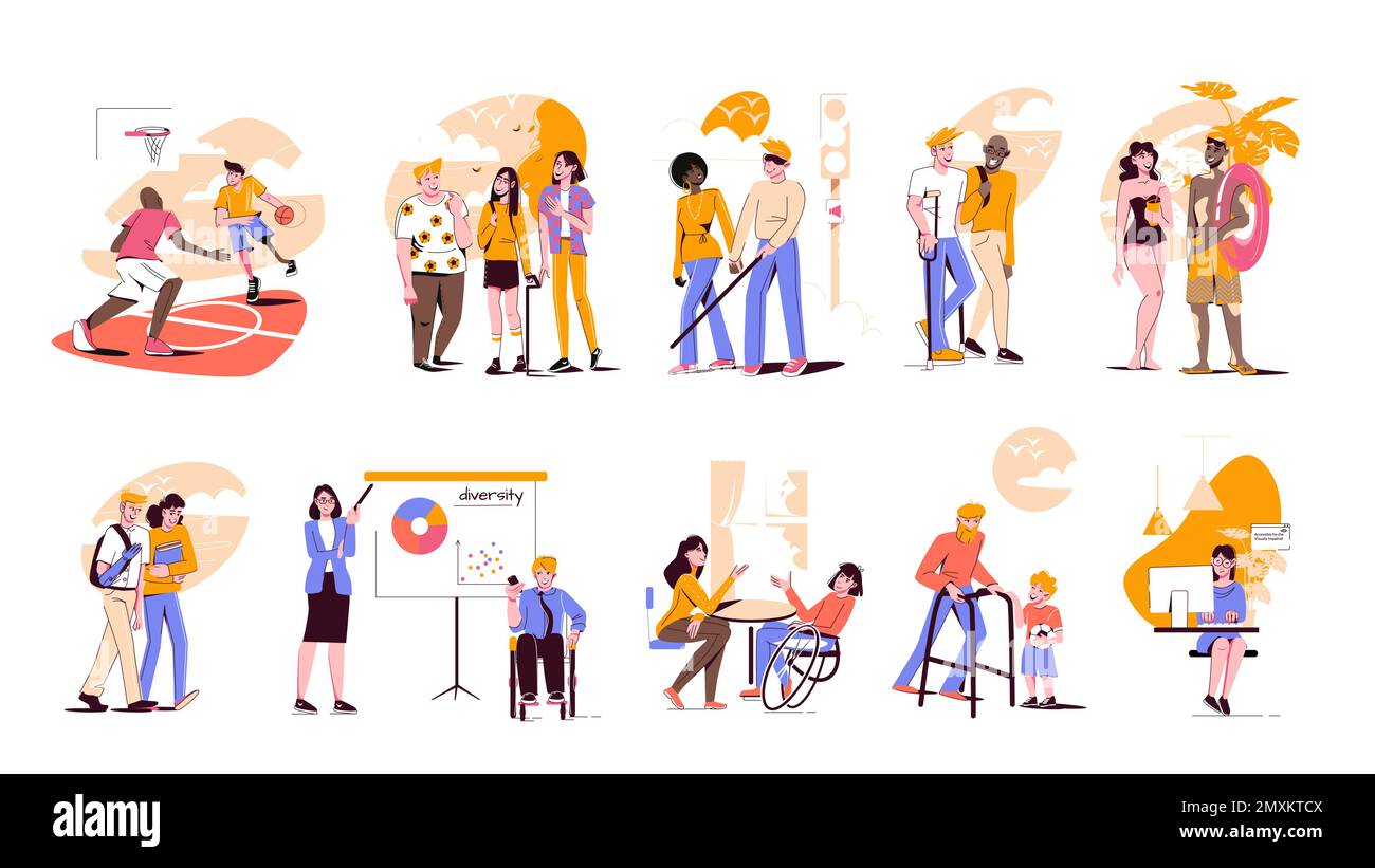 Diversity inclusion flat set with isolated compositions of various ...