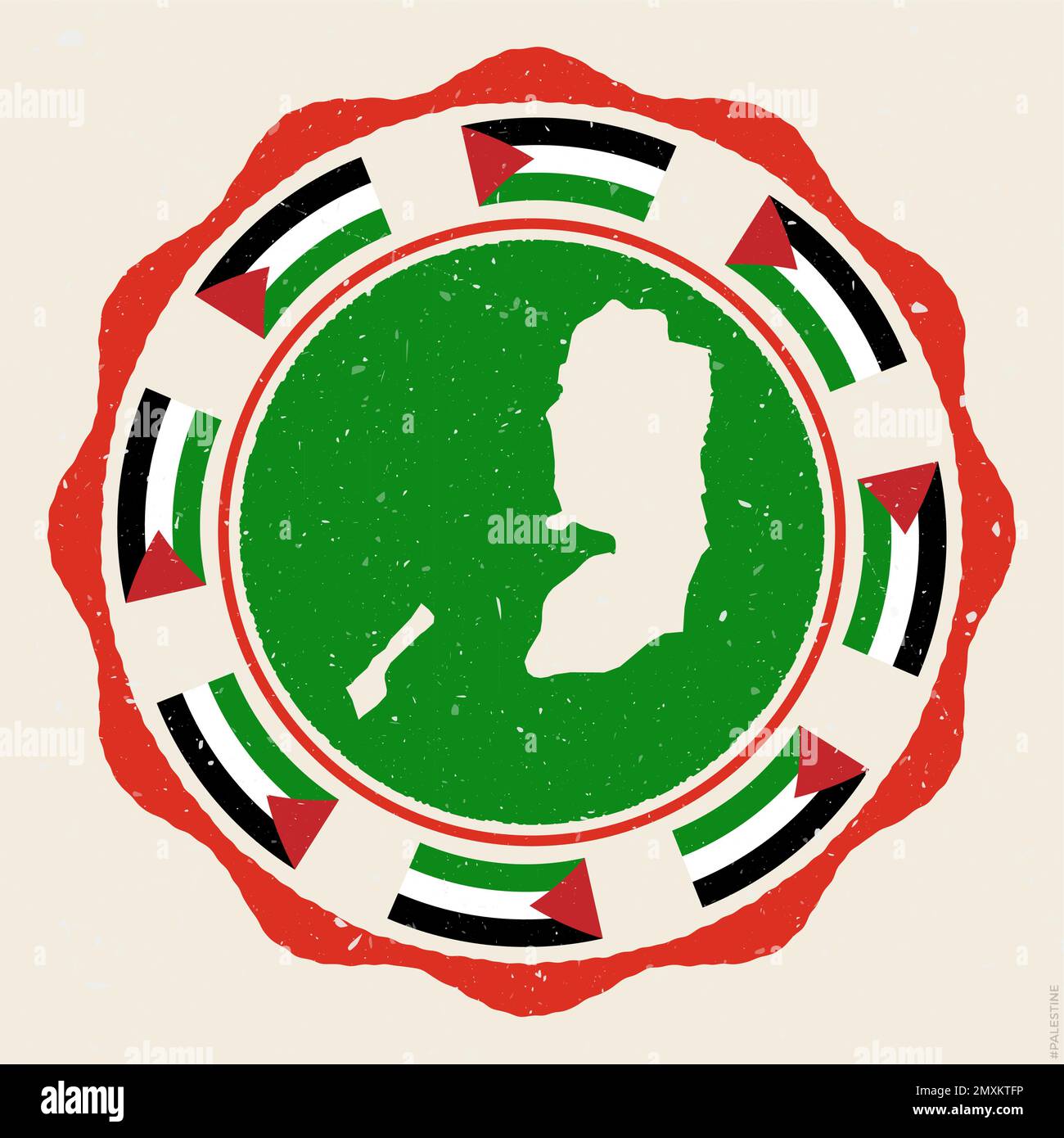 Palestine vintage sign. Grunge round logo with map and flags of ...