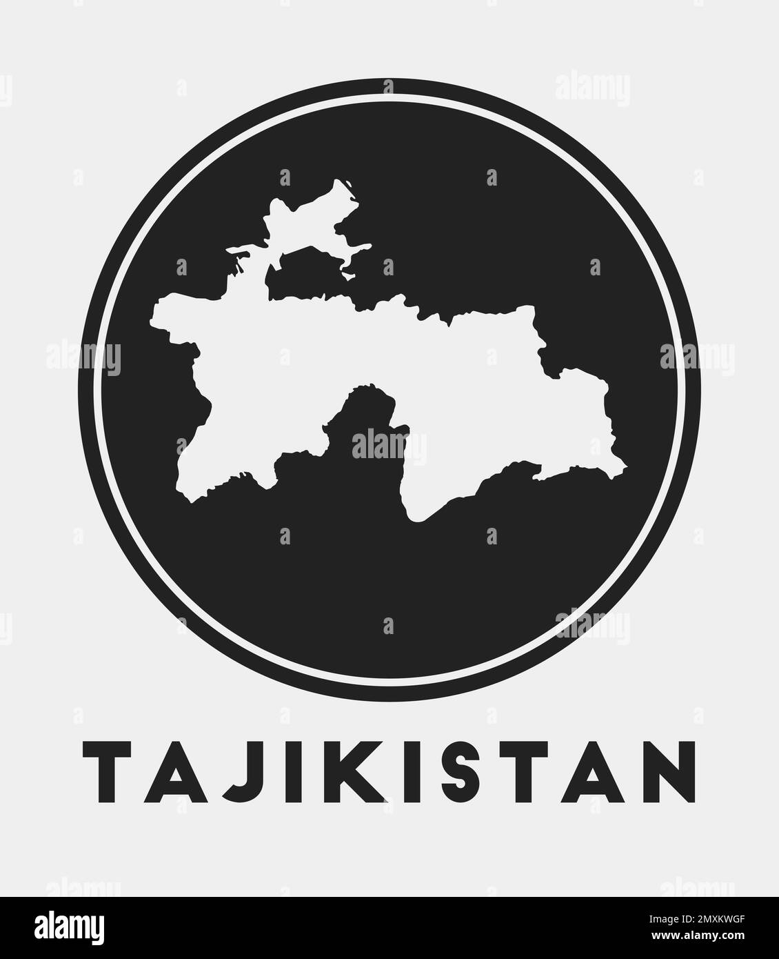 Tajikistan icon. Round logo with country map and title. Stylish ...