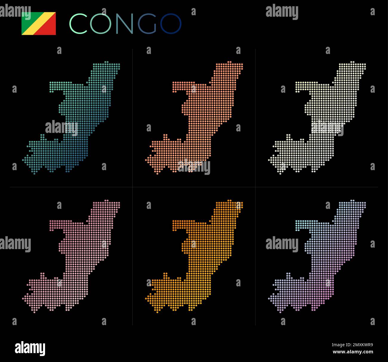 Congo dotted map set. Map of Congo in dotted style. Borders of the ...