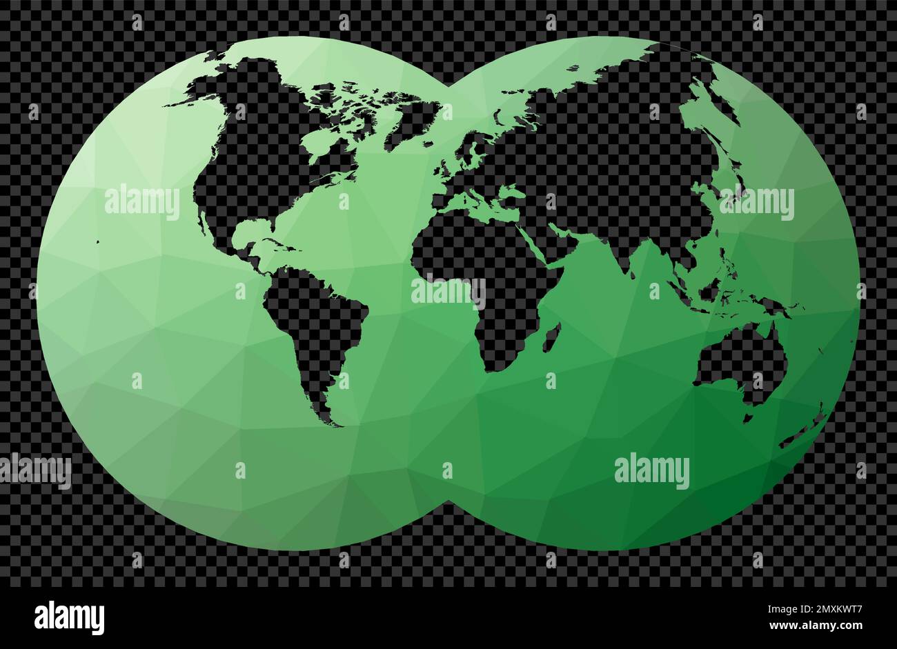 World map. Van Der Grinten 4 projection. Polygonal map of the world on ...