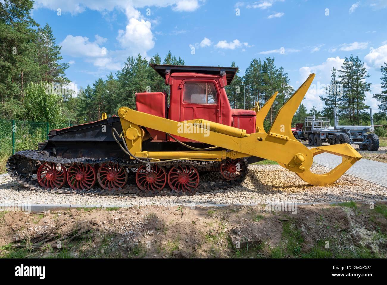 SHARYA, RUSSIA - AUGUST 07, 2022: LT-65 is a jaw logger. Side view ...